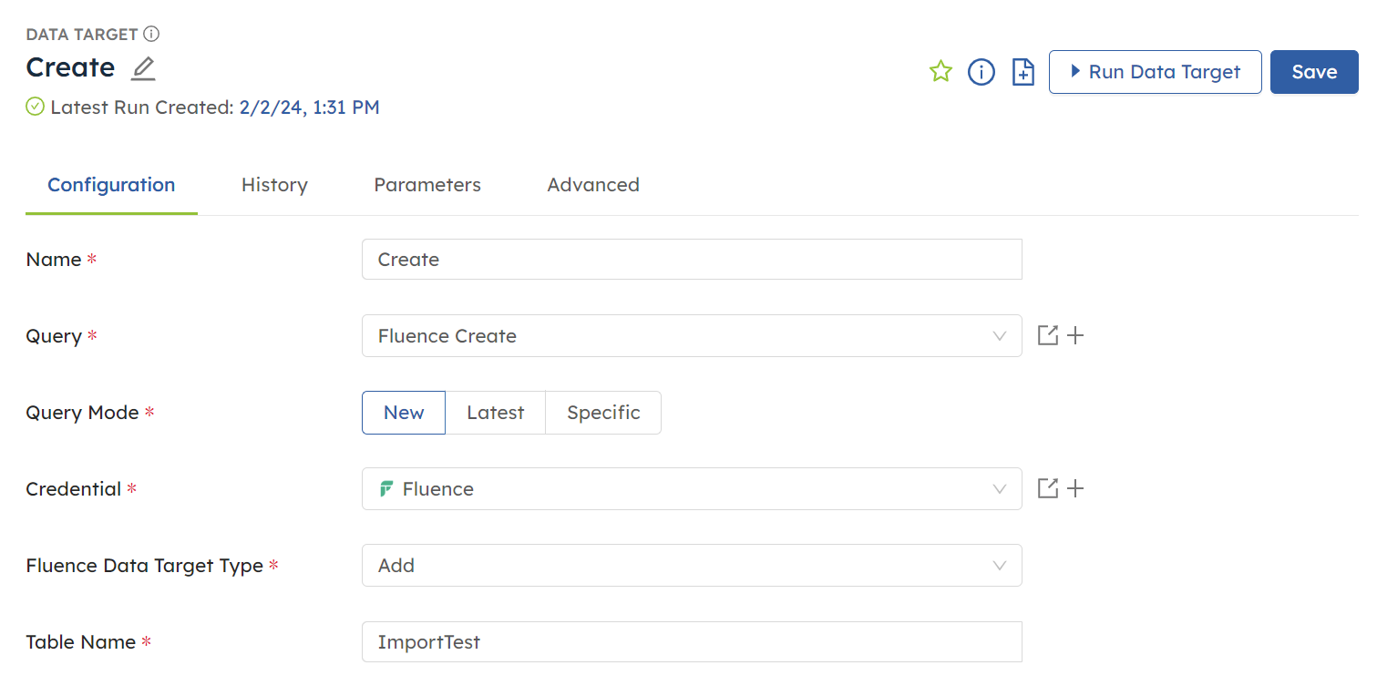 Fluence Data Targets